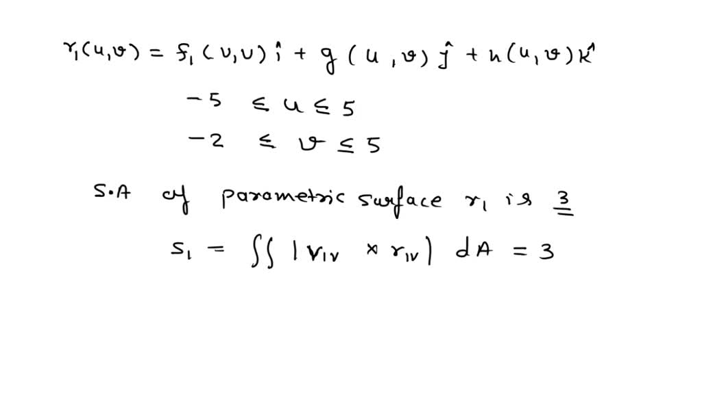 SOLVED: If a parametric surface is given by r1 (u, v) = f(u,v)i + g(u,v ...