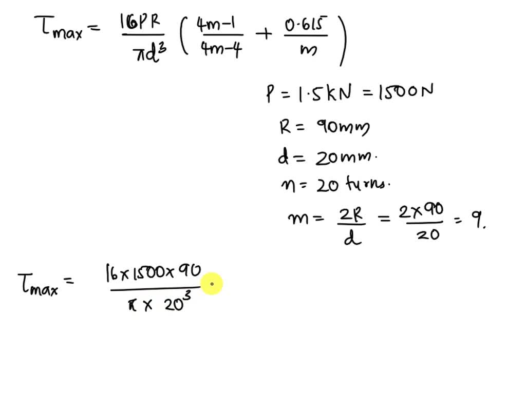 SOLVED: Determine the maximum shearing stress and elongation in a ...