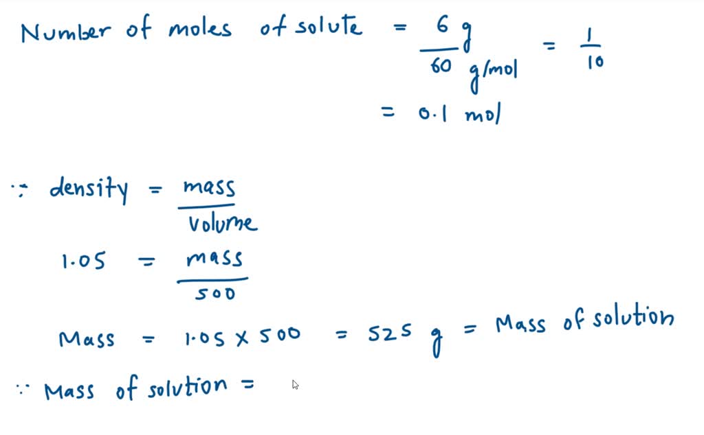 SOLVED: An aqueous solution containing 6 g of urea in 500 mL of ...
