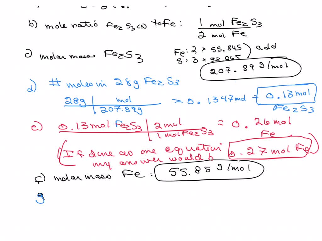SOLVED: a) Balance the equation Fe2S3(s) â†’ Fe(s) + S(s) + 69 kJ b ...