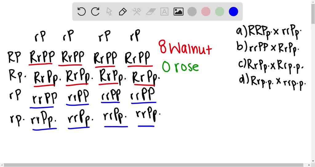 SOLVED: Chickens that carry both the alleles for rose comb (R) and pea ...