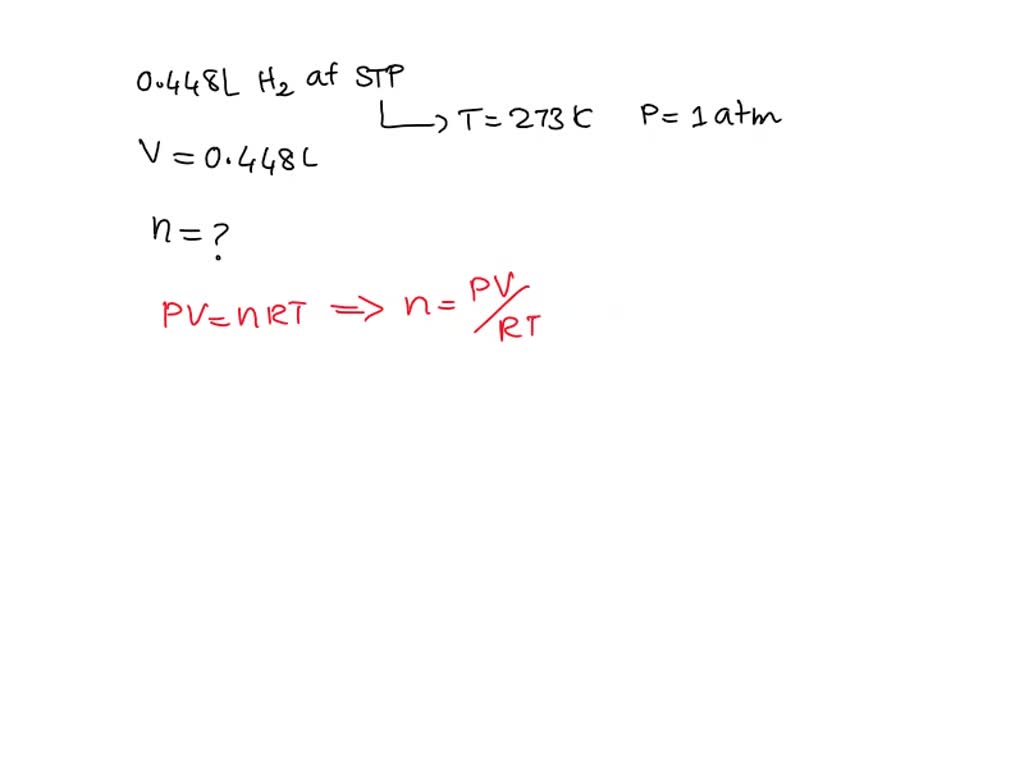 SOLVED: 13) a. Calculate number of moles of hydrogen in 0.448 litre of hydrogen gas at STP