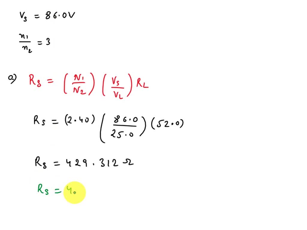 SOLVED: The figure below shows an AC source transformer with turns ratio of Ni/Nz 2.40 , source ...