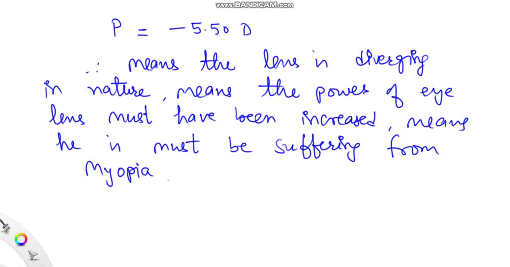 SOLVED: An eye is corrected by a – 5.50 D lens, 2.0 cm from the eye ...