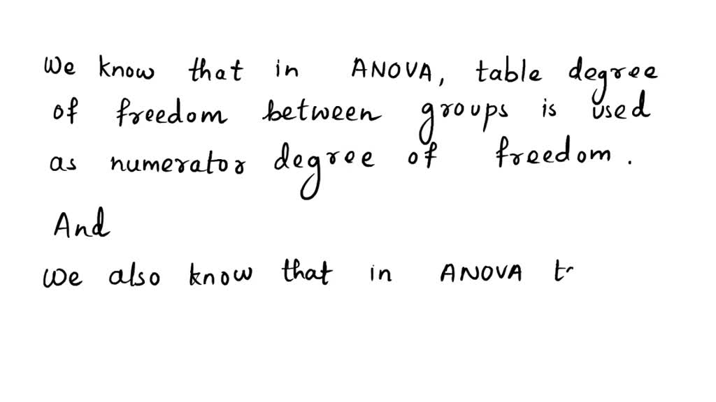 SOLVED: Question: The df numerator in the Critical Values of F table refers to the df error df ...