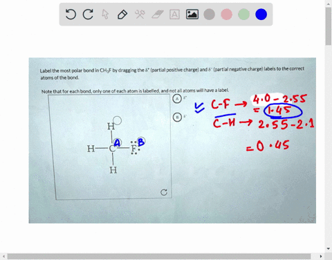 label the most polar bond in chf by dragging the partial positive charge and partial negative ...