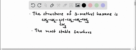 Draw a perspective representation of the most stable conformation of 3 -methylhexane.