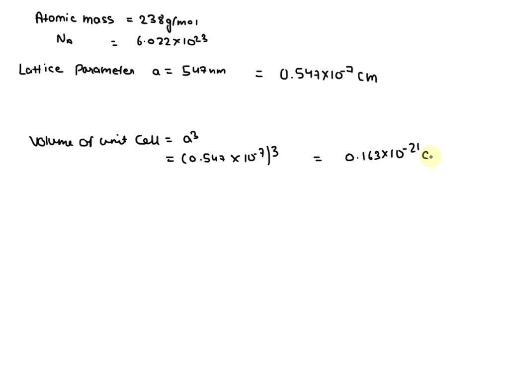 SOLVED: Calculate the theoretical density of UO2. Assume Uranium atoms have a mass of 238 g/mol ...