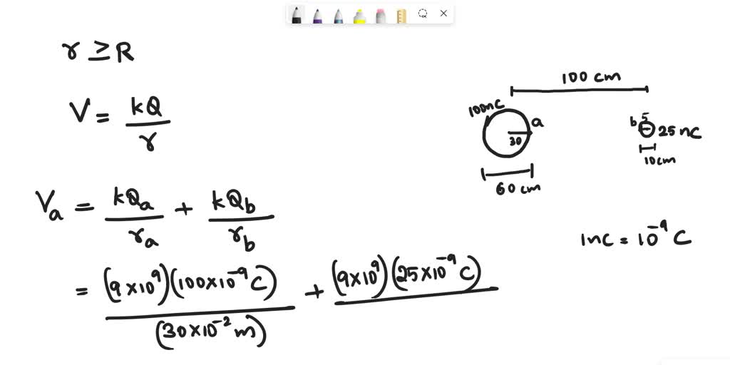 SOLVED: Figure shows two uniformly charged spheres. What is the potential difference between ...
