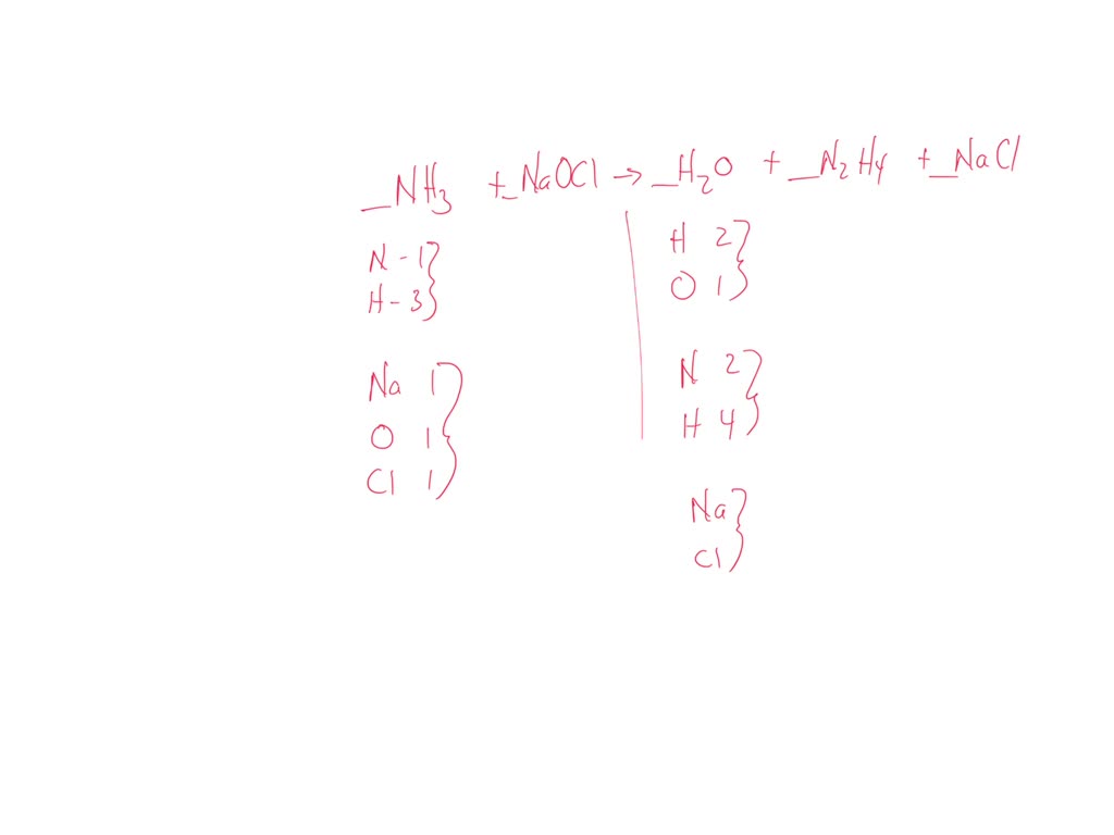 SOLVED: Texts: 6A. Given the balanced reaction: NaOCl (aq) + 2 NH3 (aq ...