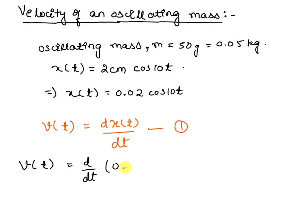 SOLVED: The position of a 50 g oscillating mass is given by x(t) = (2.0 ...