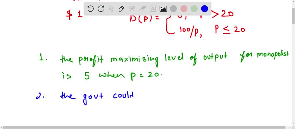 SOLVED: A monopolist has a cost function of c(y)=y so that its marginal ...