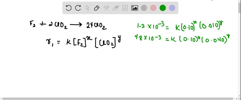 SOLVED: Consider the reaction F2(g) + 2ClO2(g) → 2FClO2(g) Use the data in the table to ...