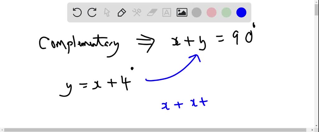 SOLVED: Question Two angles are complementary: The larger angle is 4 ...