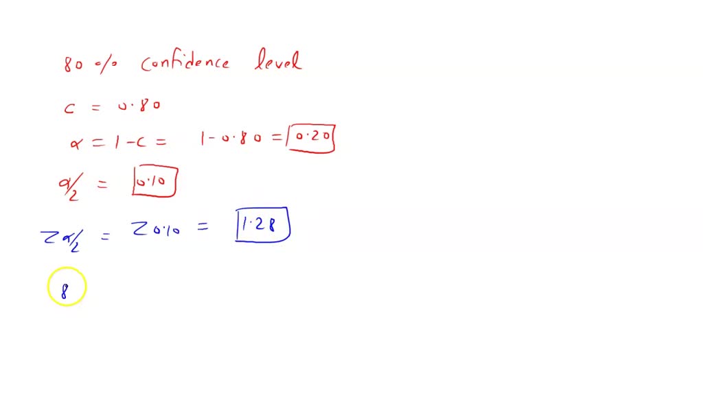 Solved Calculate The Critical Value For The 80 Confidence Interval For A Population Proportion