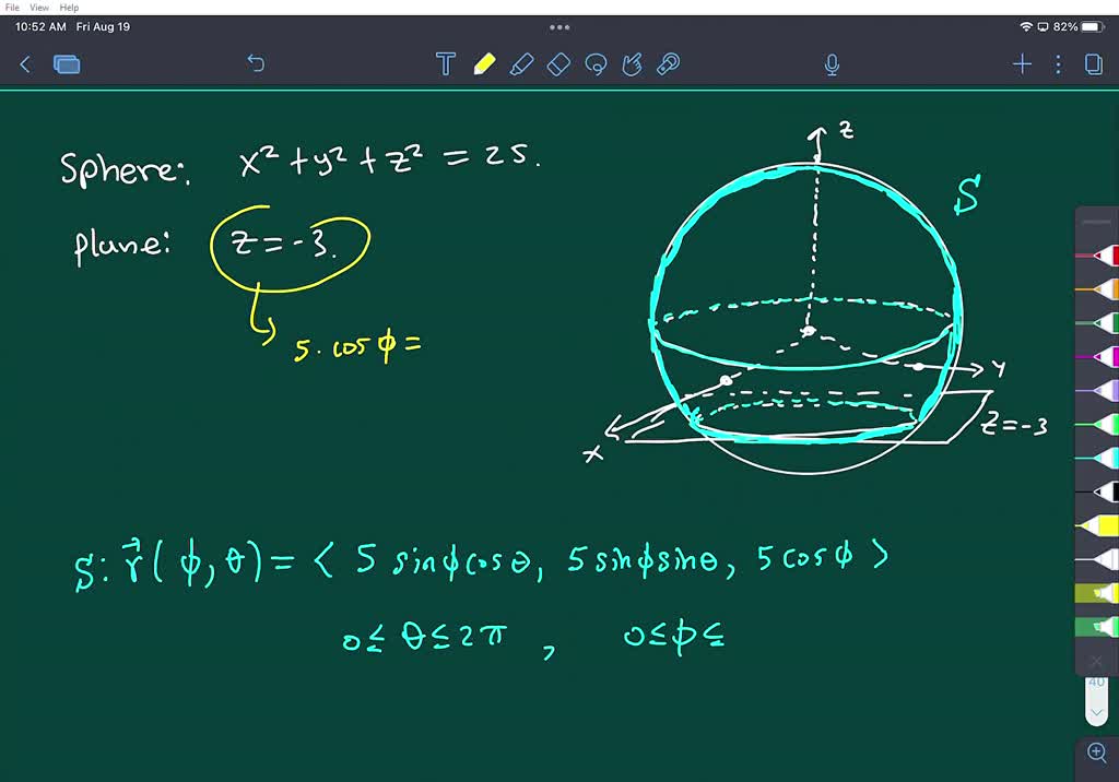 SOLVED: Calculation of surface area: Show that the surface area of a sphere with radius a,where ...