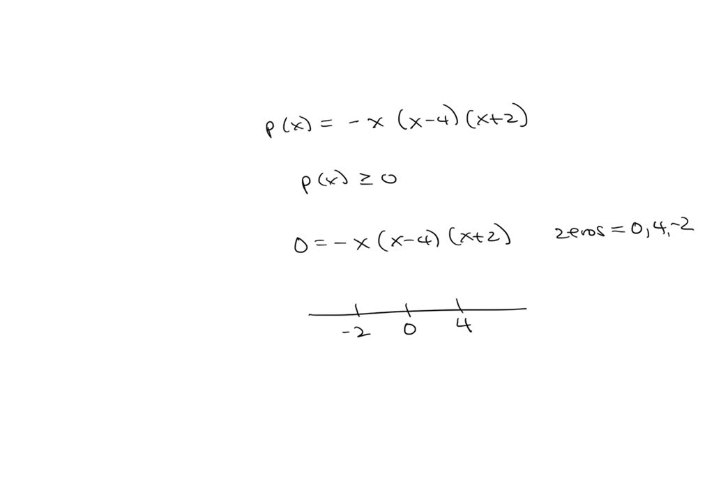 A polynomial function p is given by p(x) = -x(x - 4)(x + 2). What are all intervals on which p(x ...