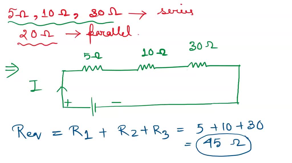 SOLVED:5 ohm,10 ohm,30 ohm ohm are connected in series with 20 ohm ...
