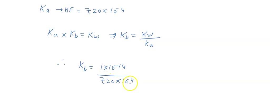 SOLVED: The value of Ka for hydrofluoric acid is 7.20x10^4. What is the ...