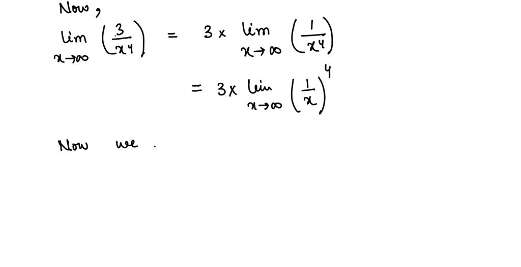 SOLVED: Determine the infinite limit. lim(x->4^(-))(sqrt(x))/((x-4)^(5 ... SOLVED: Determine the infinite limit. lim(x->4^(-))(sqrt(x))/((x-4)^(5 ...
