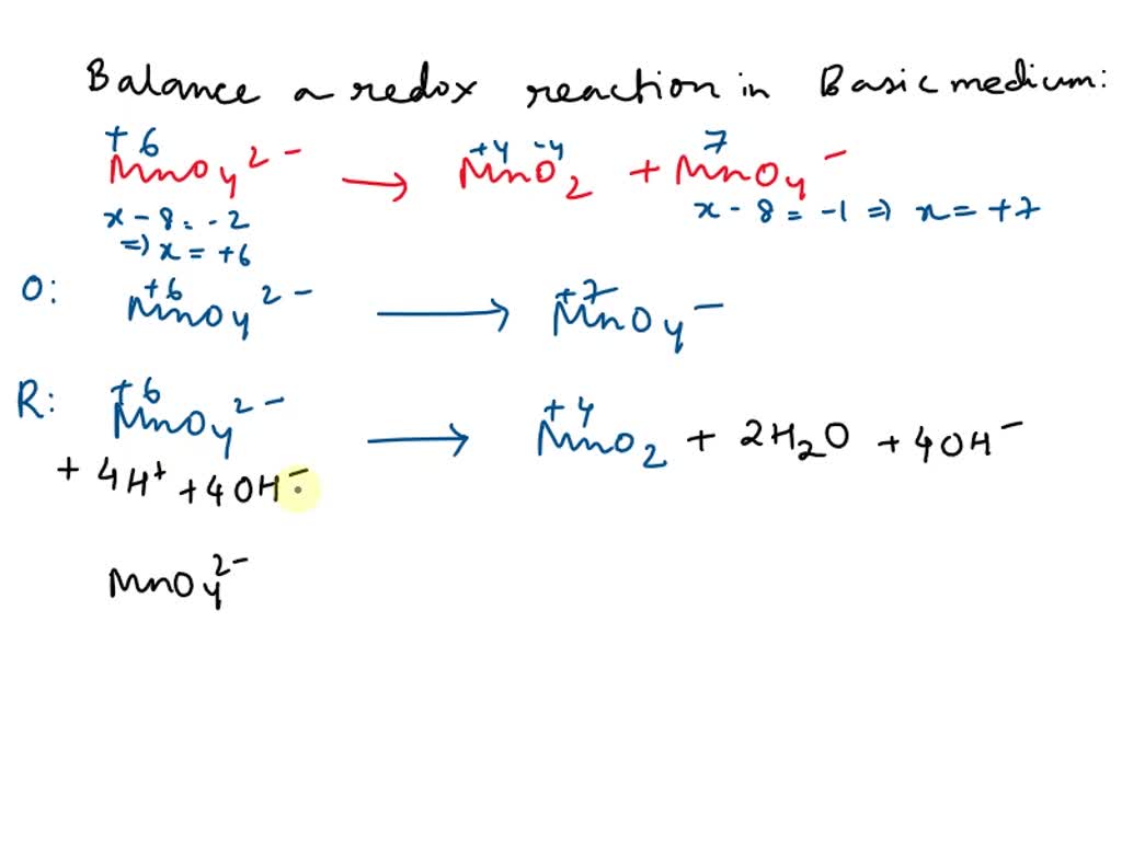 VIDEO solution: 8) Balance the following reaction redox in basic conditions. (8pts) Br1-aq+MnO4 ...