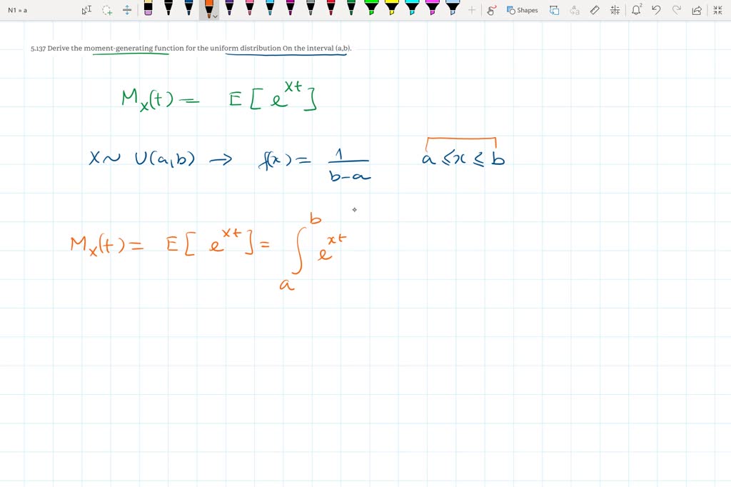SOLVED: 5.137 Derive the moment-generating function for the uniform ...