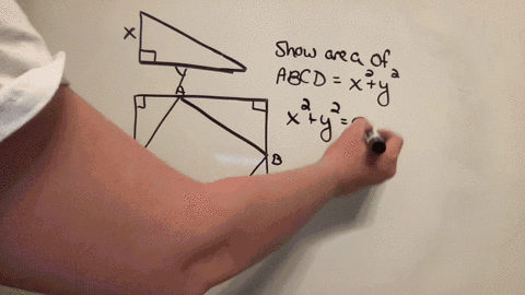 Draw square abcd and draw a triangle of equal area as that...