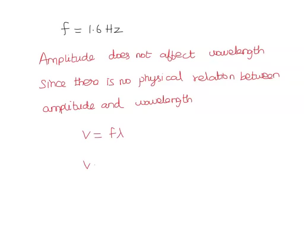 Amplitude Frequency 1.60 Hz Wavelength 0.75 cm 0.90 cm 1.60 Hz 1.05 cm ...