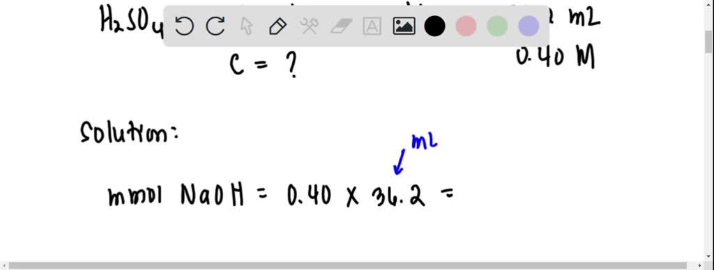SOLVED: What is the concentration of a sulfuric acid solution if a 10.0 mL sample of the acid ...