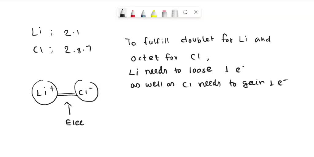 SOLVED: An atom of lithium (Li) and an atom of chlorine (Cl) engage in ...