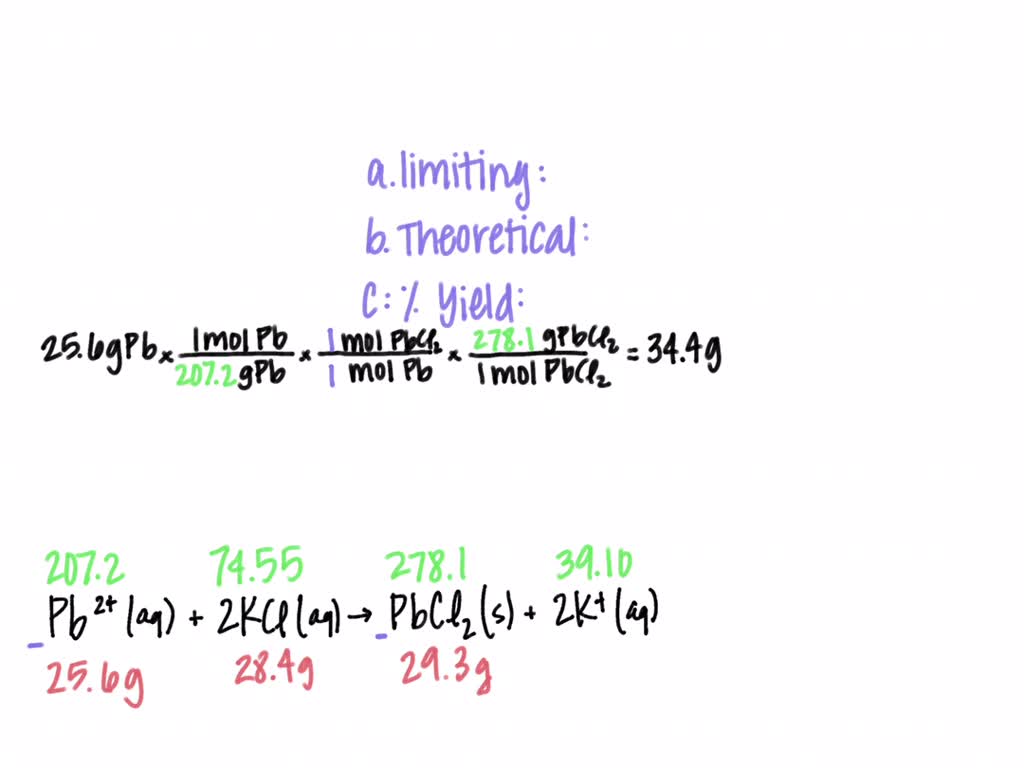 SOLVED: Lead ions can be precipitated from solution with KCl according ...