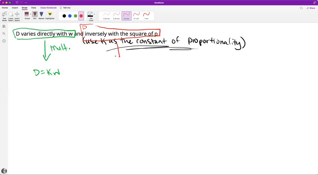Solved Write An Equation That Expresses The Following Relationship D Varies Directly With W
