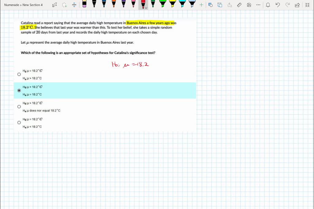 Catalina read a report saying that the average daily high temperature ...