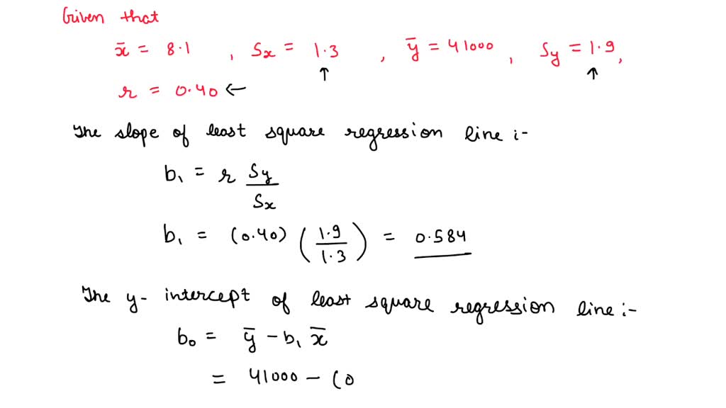 SOLVED: Compute the least-squares regression line for predicting Y from ...