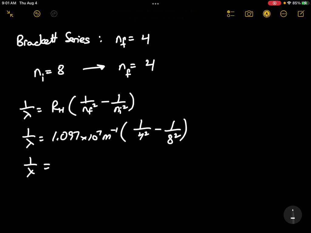 SOLVED: Calculate the wavelength in nm of the line with n = 8 in the ...