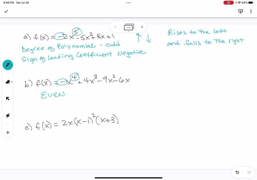 SOLVED: Choose the end behavior of the graph of each polynomial ...