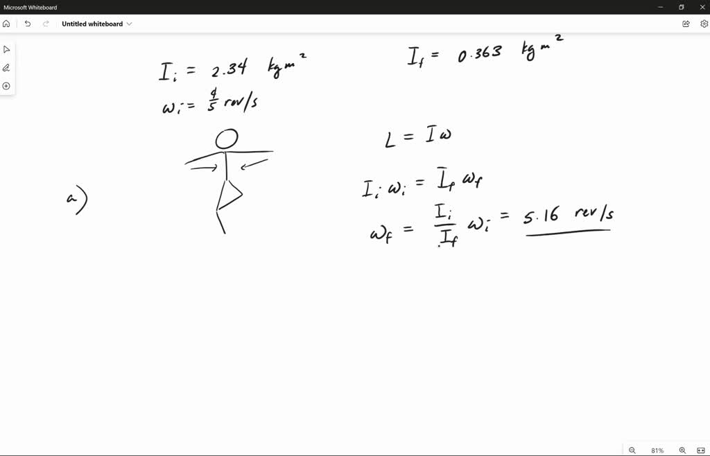 SOLVED: Suppose an ice skater, is spinning at 0.800 rev/ s with her ...