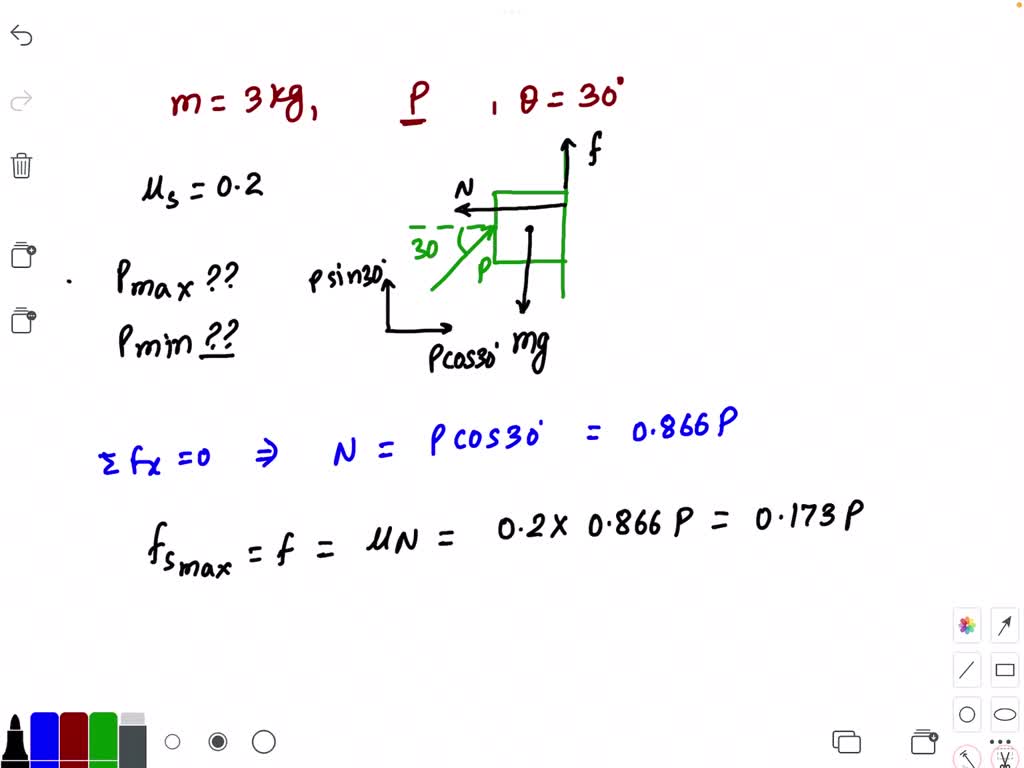 SOLVED: 1. A block of mass 3 kg is pushed up against a wall by a force ...