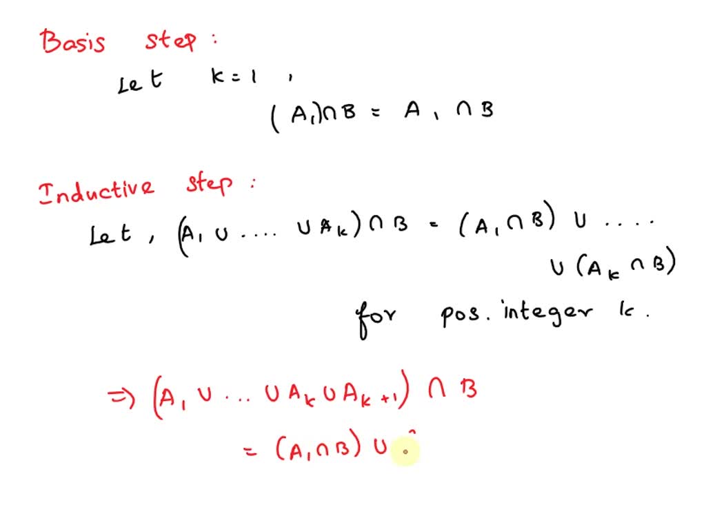 SOLVED: Discrete Math problem 14) Prove that if A1, A2, ..., An and B are sets, then (A1 âˆ© B ...