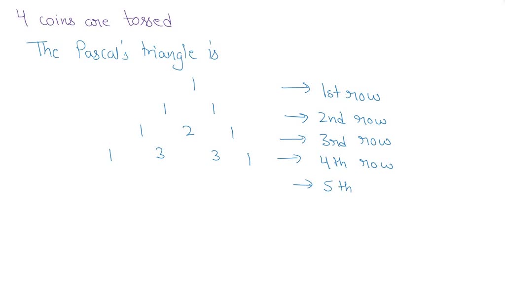 Suppose 4 fair coins are tossed . Use Pascals triangle to find the ...