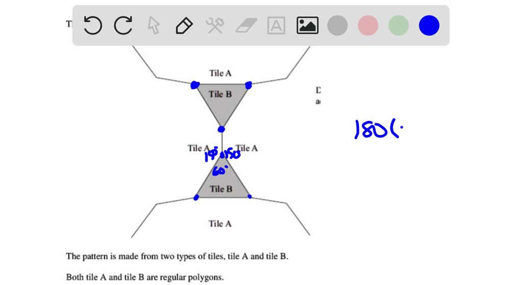 The diagram shows part of a pattern made from tiles Tile A Tile B Tile ...