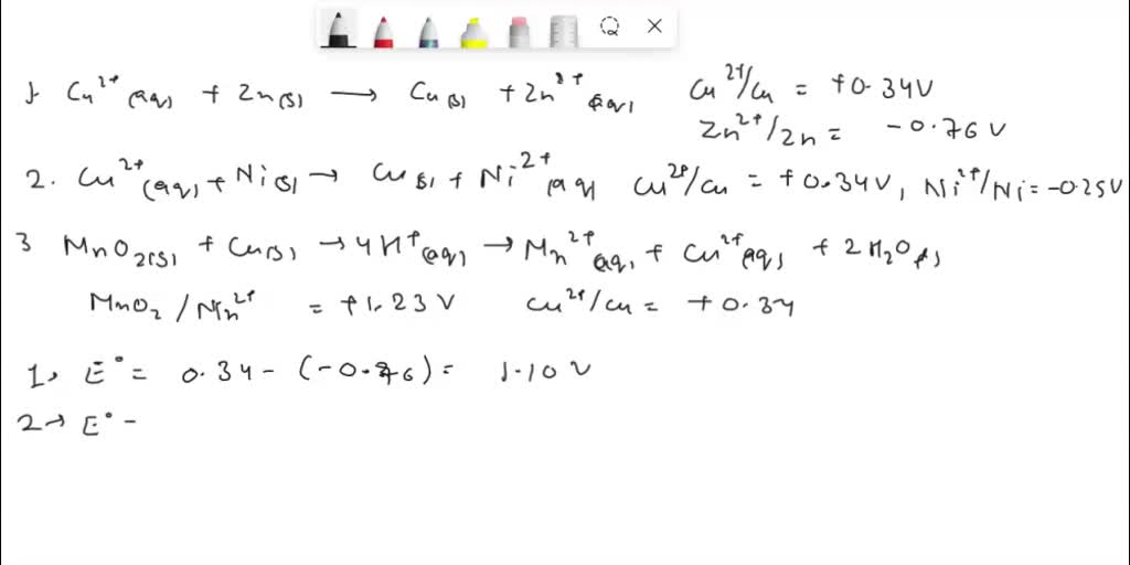 Solved Using Standard Electrode Potentials Calculate Δg° And Use