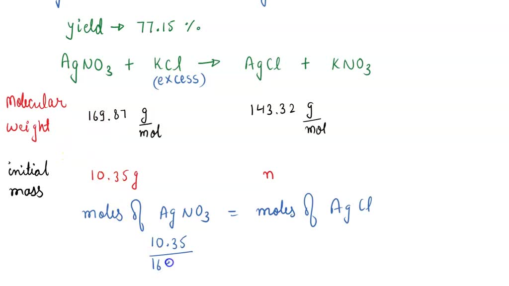 SOLVED: Determine the amount of AgCl formed when 10.35 gof AgNO3 reacts ...