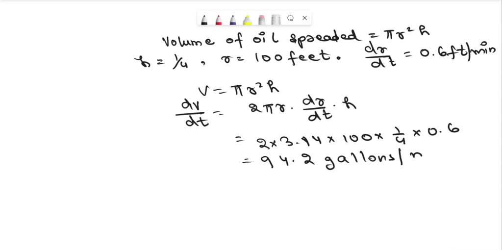 SOLVED: Oil spills out of a tanker at the rate of g gallons per minute ...