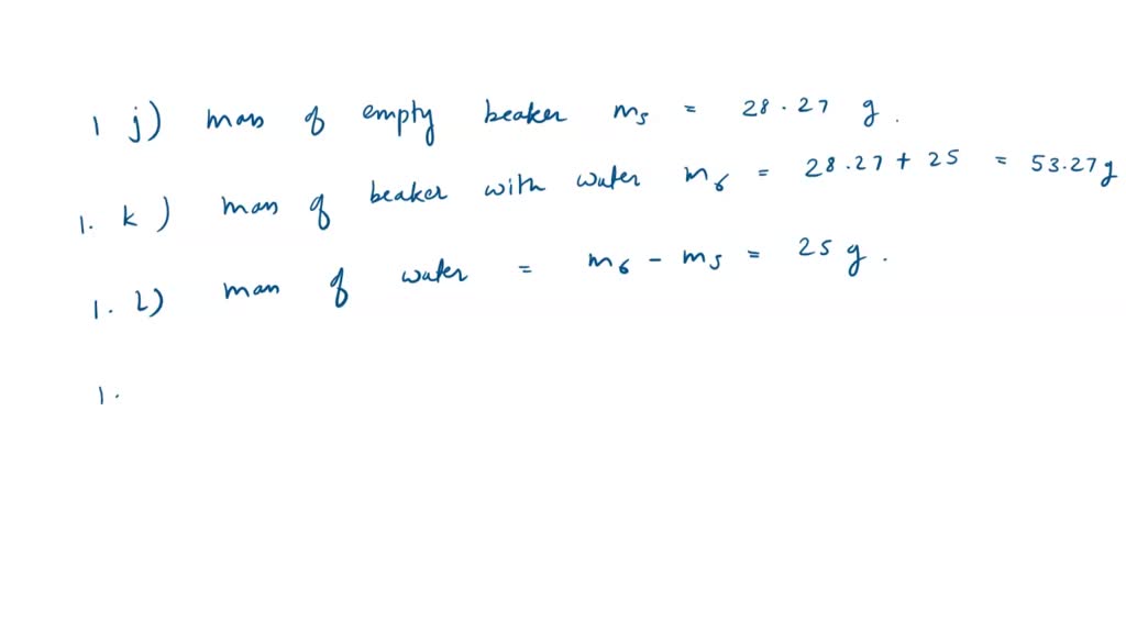 SOLVED: Experimental Procedure Measurement of mass and volume: Weigh a ...
