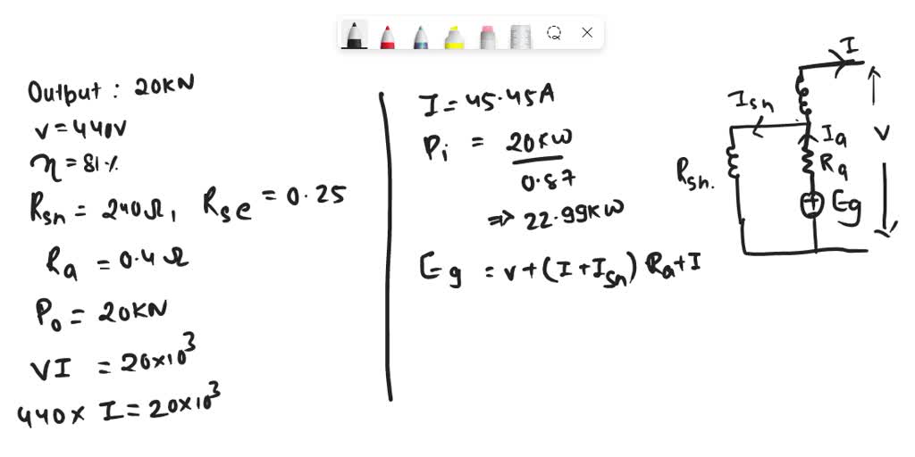 SOLVED: 'Q2: A 20 kW, 440-V short-shunt, compound d.c. generator has a ...