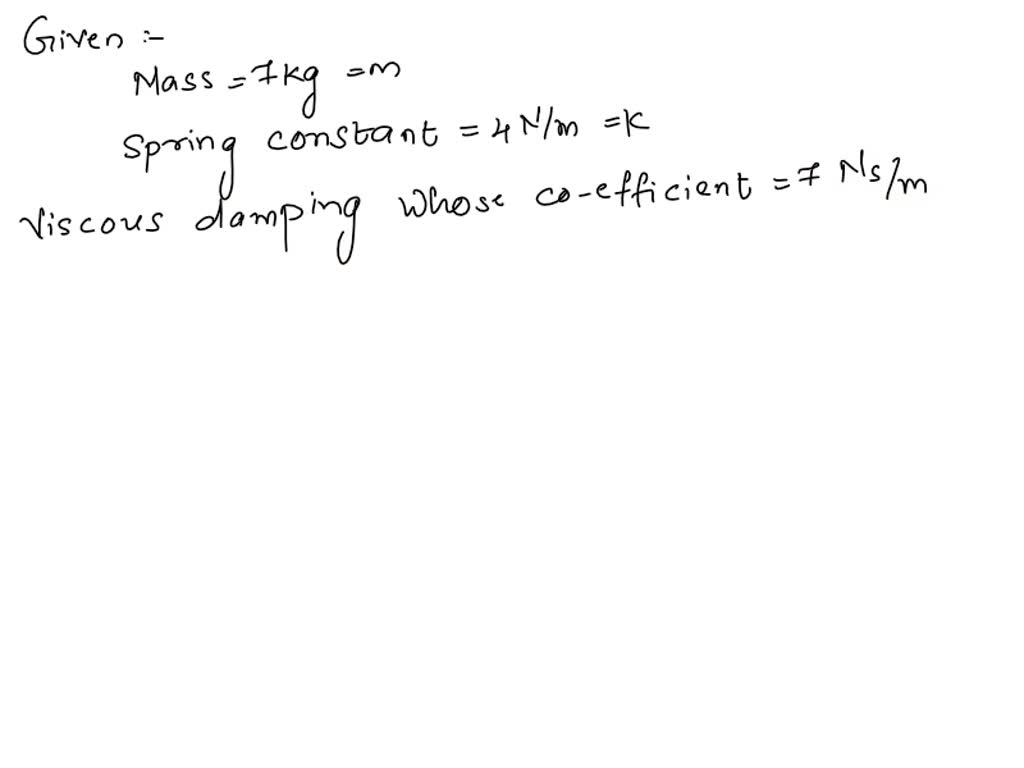 Consider a driven oscillating spring-mass system modeled by my` + by ...