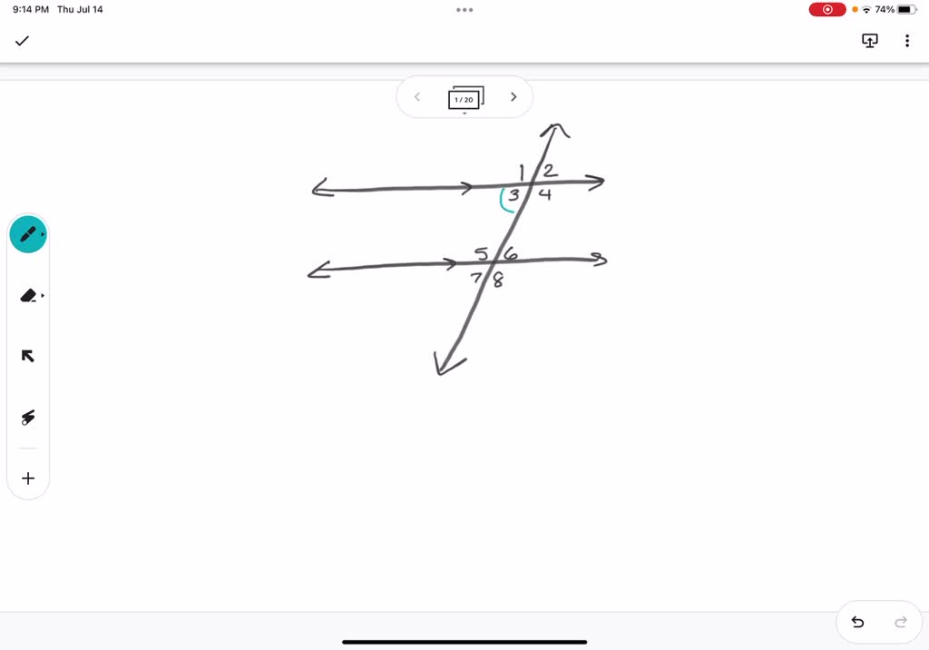 SOLVED: Two parallel lines are intersected by a third line so that angles 1 and 5 are congruent ...