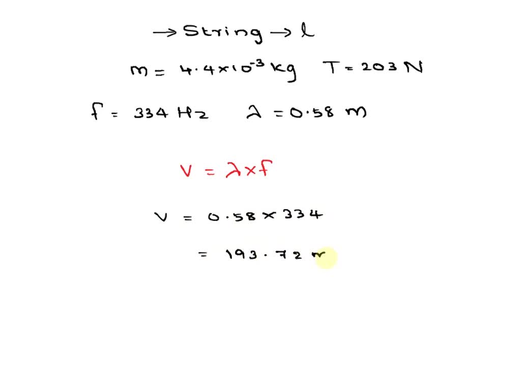 SOLVED: The mass of a string is 58.6 x 10^-3 kg and it is stretched so that the tension in it is ...