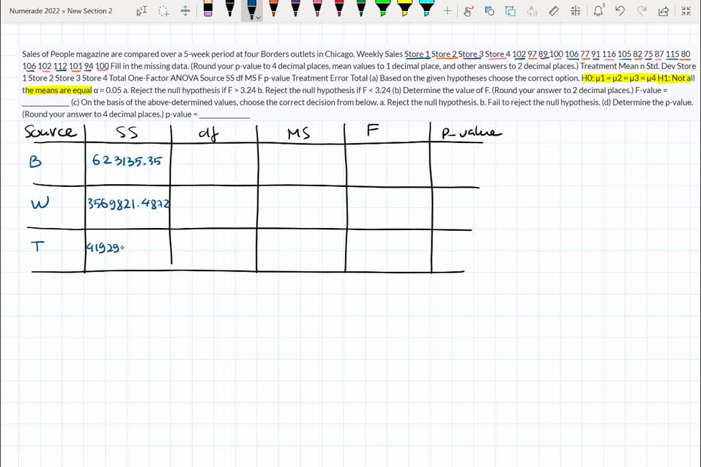 SOLVED: Use MegaStat, MINITAB, or another software package to perform ...